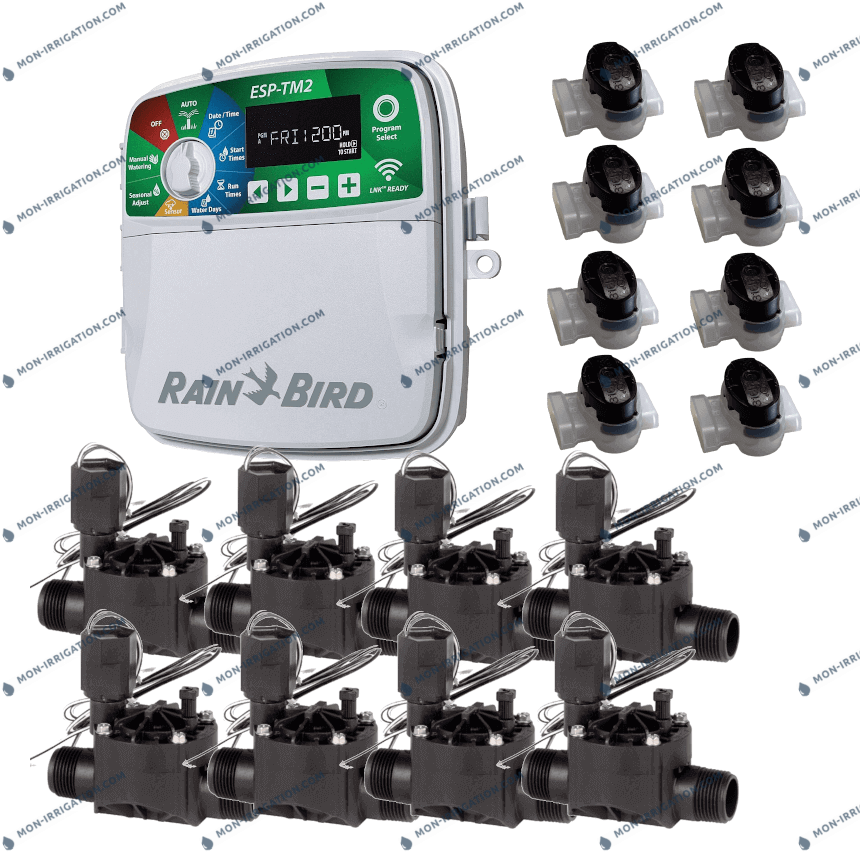 Kit Rain Bird TM2 8 voies + electrovannes HV + connecteurs - Mon Irrigation