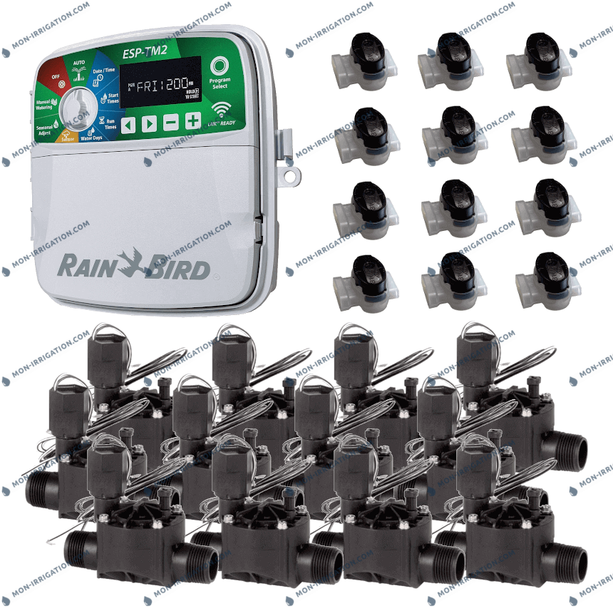 Kit Rain Bird TM2 12 voies + electrovannes HV + connecteurs - Mon Irrigation